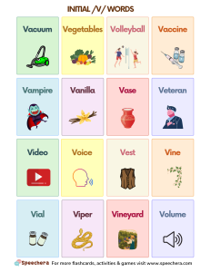 Free Initial V Sound Words for Speech Therapy | Speech Era