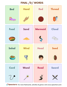 Free Final D Sound Articulation Flashcards Worksheet PDF | Speech Era