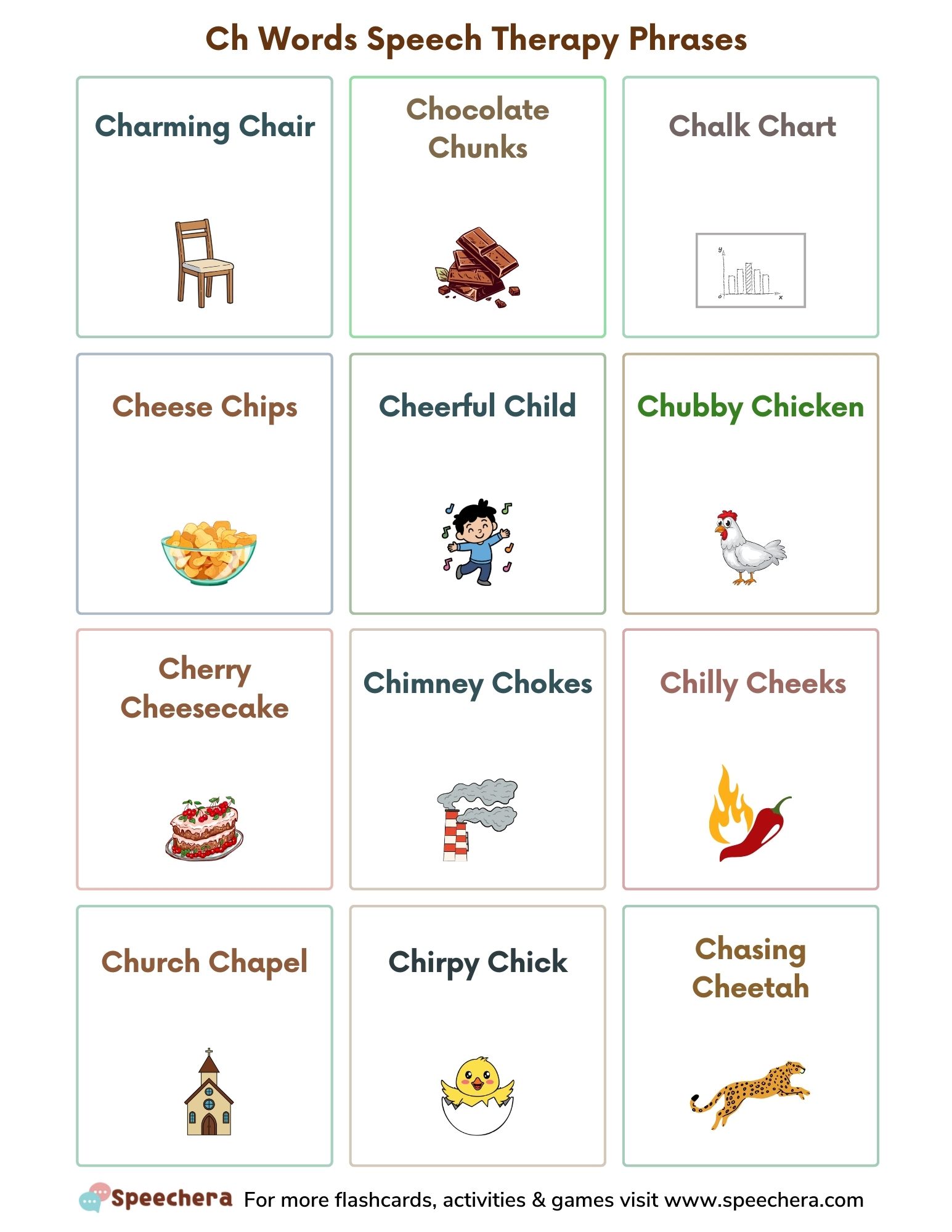 Ch Words Speech Therapy Phrases Worksheet | Speech Era