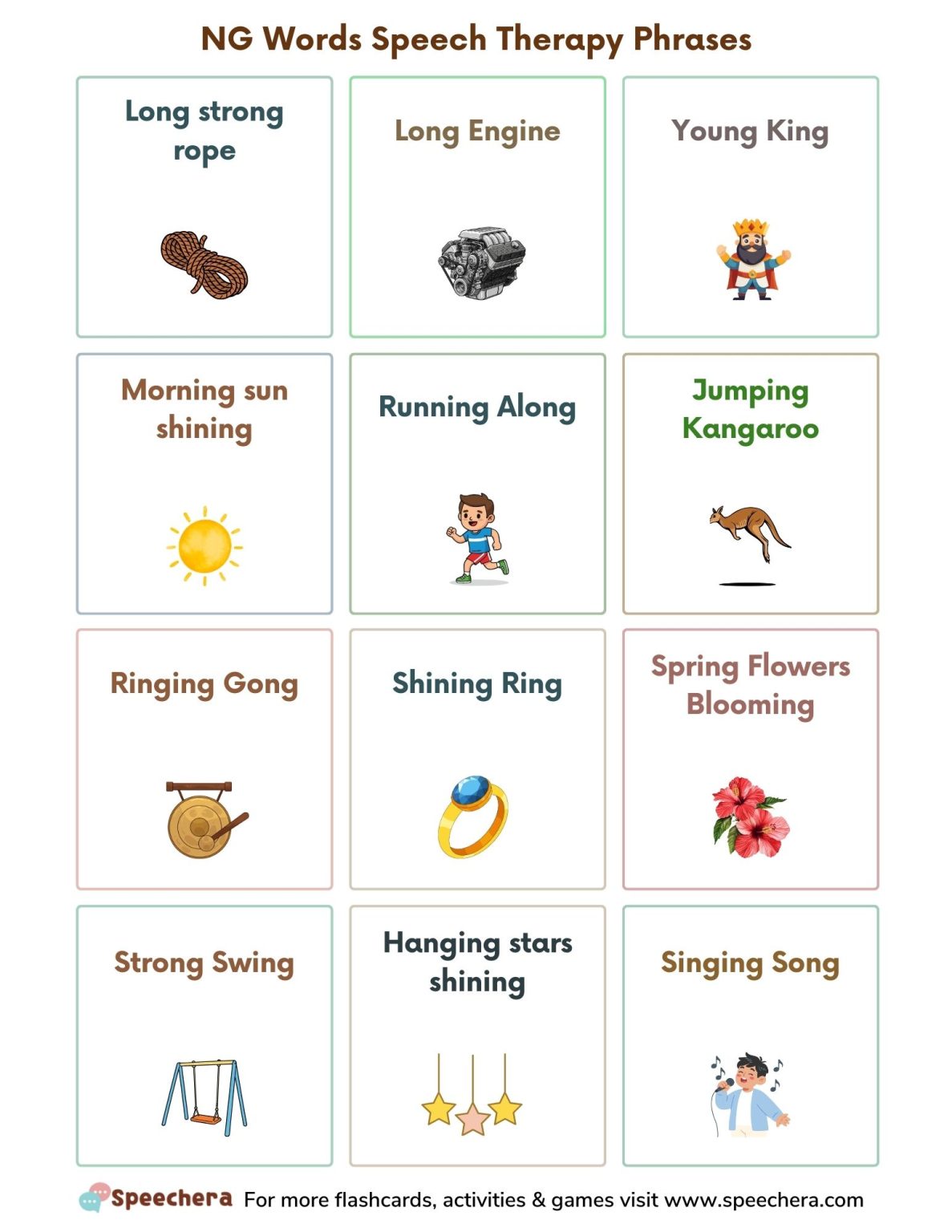 NG Words Speech Therapy Phrases Worksheet | Speech Era