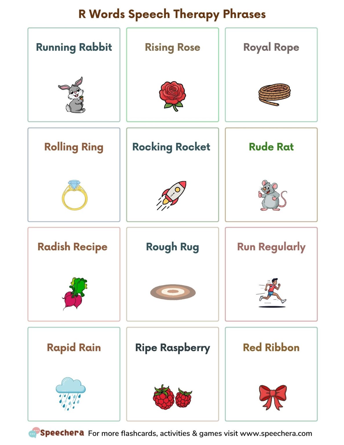 R Words Speech Therapy Phrases Worksheet | Speech Era