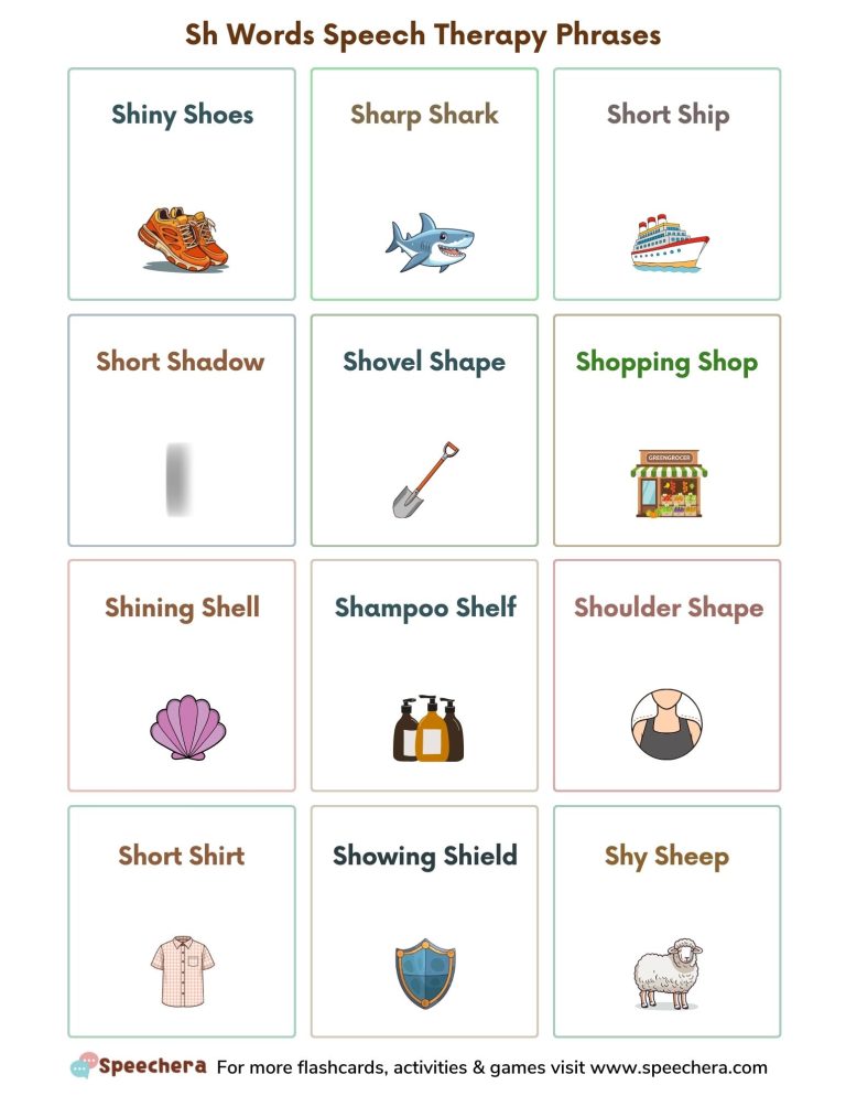 Sh Words Speech Therapy Phrases Worksheet | Speech Era