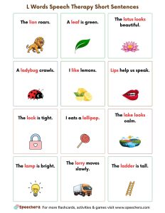 L Words Speech Therapy Short Sentences Worksheets | Speech Era
