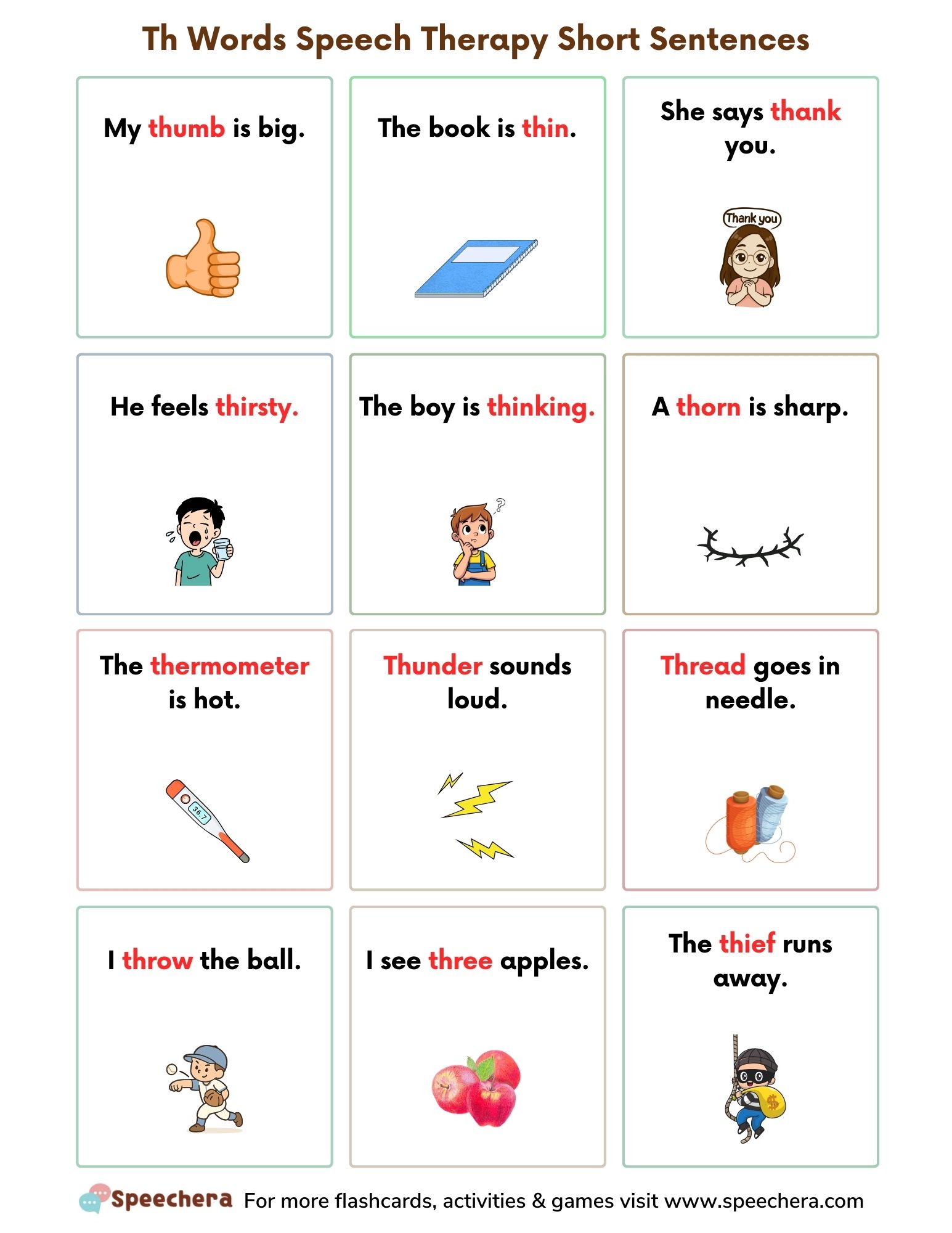 Th Words Speech Therapy Short Sentences Worksheets | Speech Era